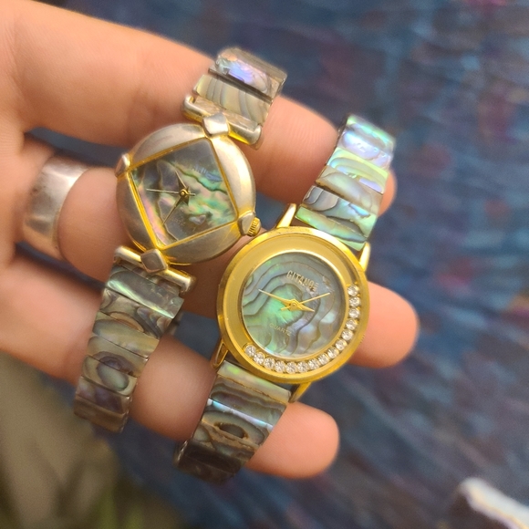 Gitano | Accessories | 2 Vintage Iridescent Abalone Wrist Watches ...